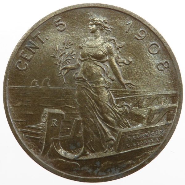 Vittorio Emanuele III - 5 Centesimi 1908 (periziata Anzilotti) - Studio ...